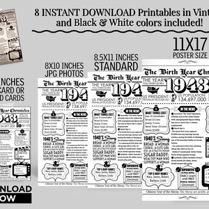 1943 PRINTABLE Vintage Newspaper Year You Were Born Birthday Bundle ...