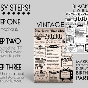 2010 PRINTABLE Vintage Newspaper Year You Were Born Birthday Bundle ...