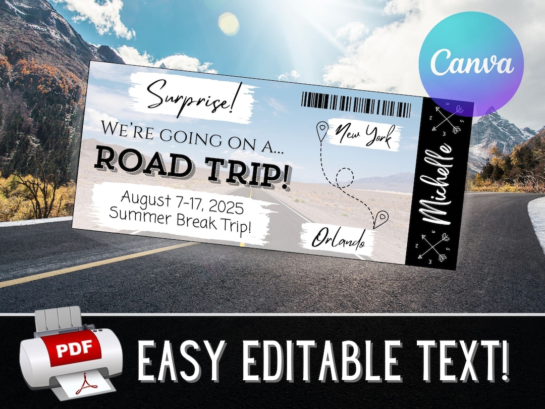 Editable Surprise Road Trip Gift Voucher | Printable Template ...