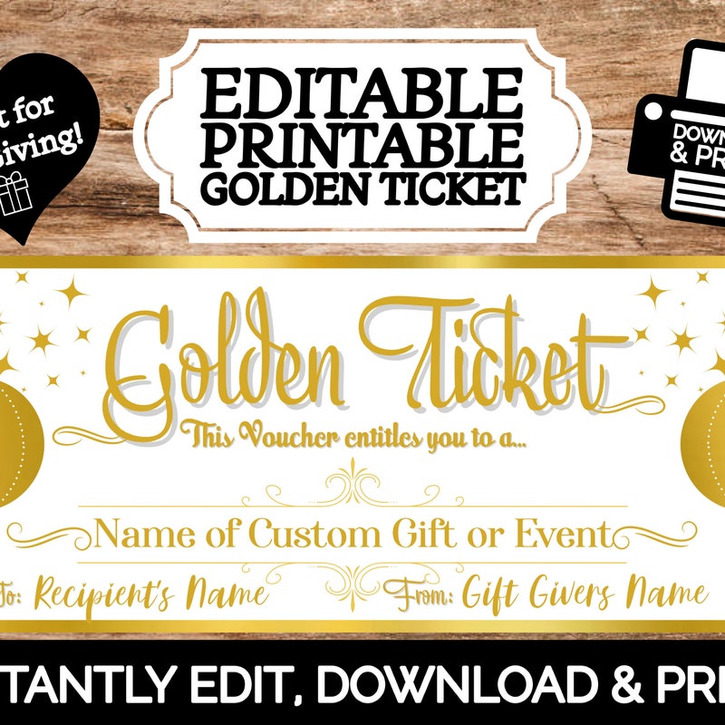Golden Ticket Template - Etsy