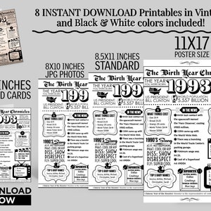 1993 PRINTABLE Vintage Newspaper Year You Were Born Birthday Bundle ...