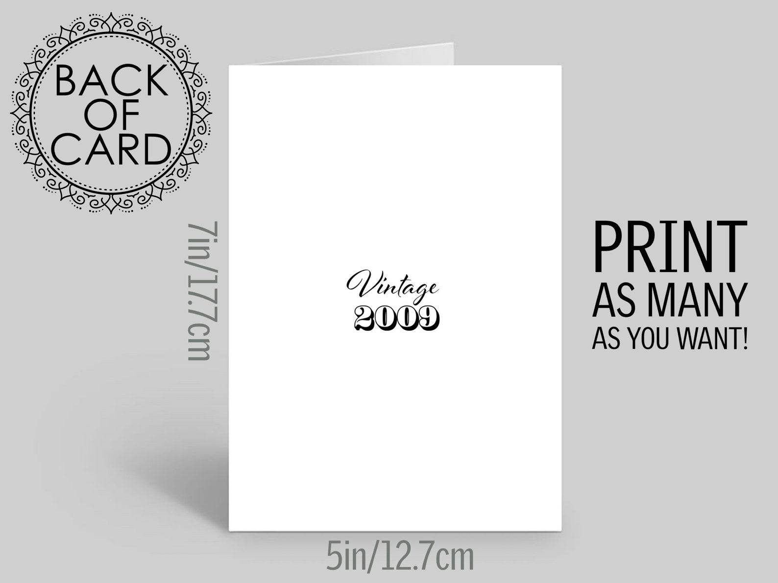 2009 PRINTABLE Year You Were Born Birthday Card | Folded 5x7 | Unique ...