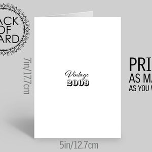 2009 PRINTABLE Year You Were Born Birthday Card | Folded 5x7 | Unique ...
