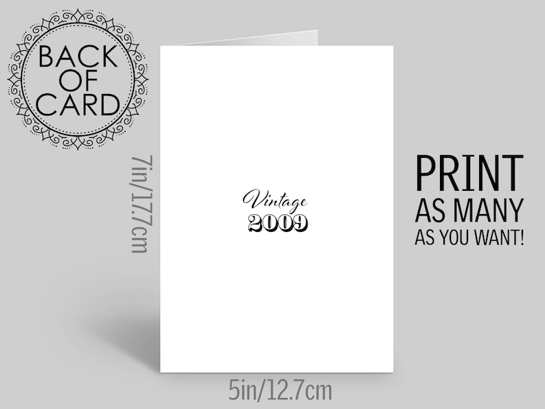 2009 PRINTABLE Year You Were Born Birthday Card | Folded 5x7 | Unique ...