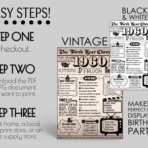 1960 PRINTABLE Vintage Newspaper Year You Were Born Birthday Bundle ...