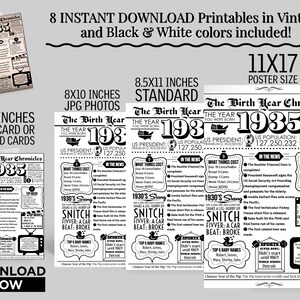 1935 PRINTABLE Vintage Newspaper Year You Were Born Birthday Bundle ...