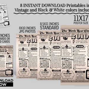 2010 PRINTABLE Vintage Newspaper Year You Were Born Birthday Bundle ...