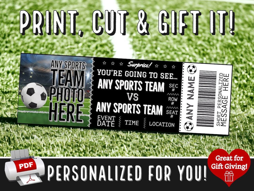 PERSONALIZED FOR YOU Soccer Football Game Ticket Stub Gift Souvenir ...