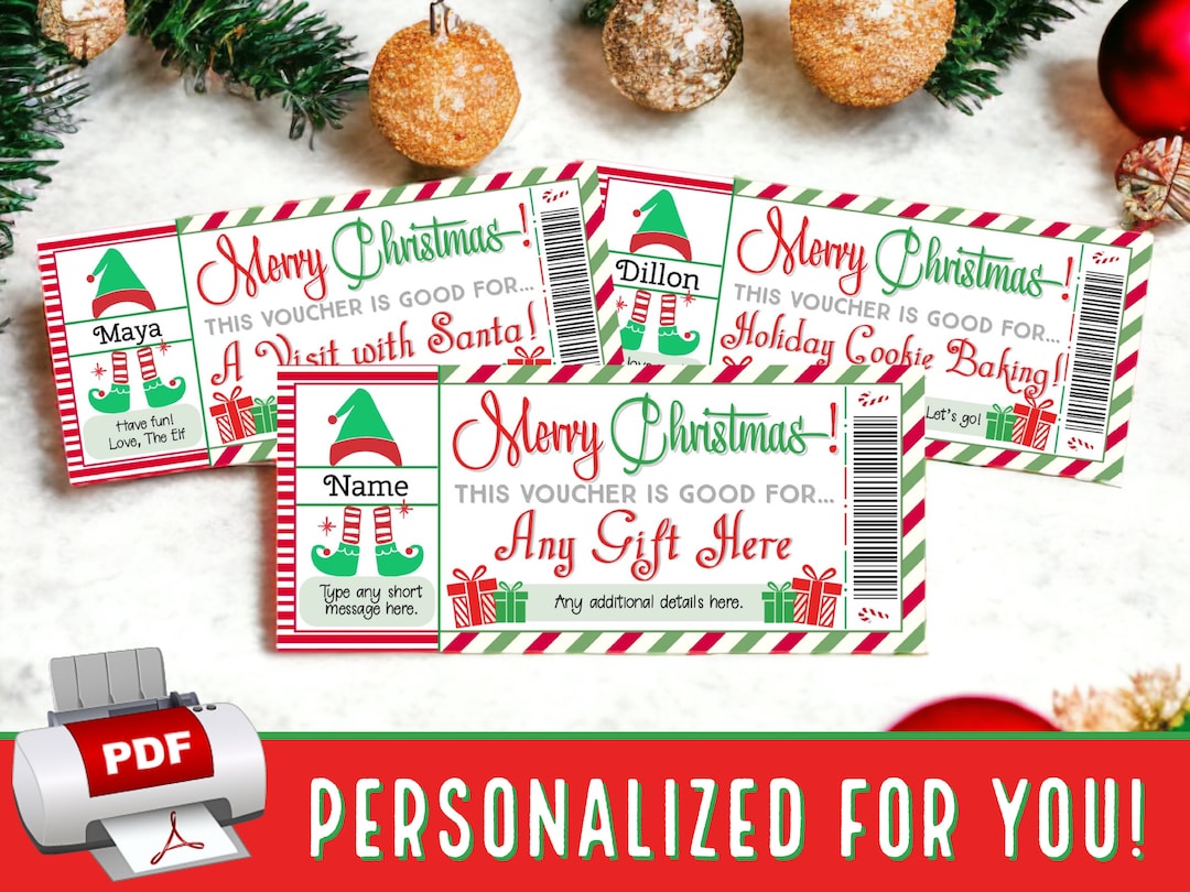 PERSONALIZED FOR YOU Elf Christmas Voucher Coupon Gift Certificate ...
