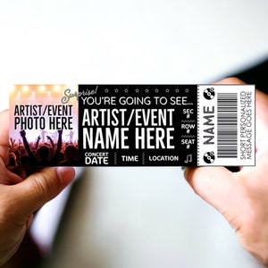 PERSONALIZED Concert or Event Ticket Stub Gift Souvenir Print Email ...