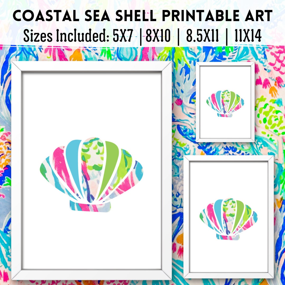 Sea Shell Coastal Printable Wall Art | Baby Girl Nursery Bedroom ...