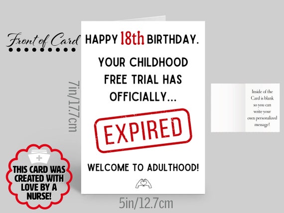 Childhood Expired Humor Card Funny 18th Birthday Card - Rude Humorous ...