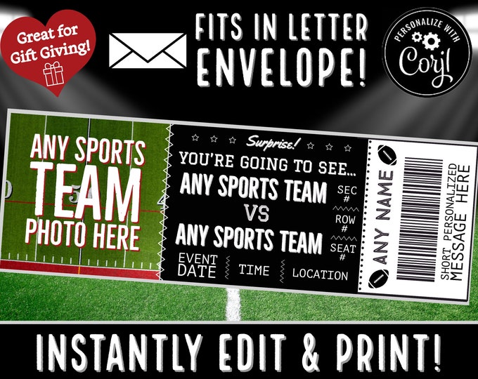 Customized Replica Football Ticket Gift Perfect Way to Give Digital ...