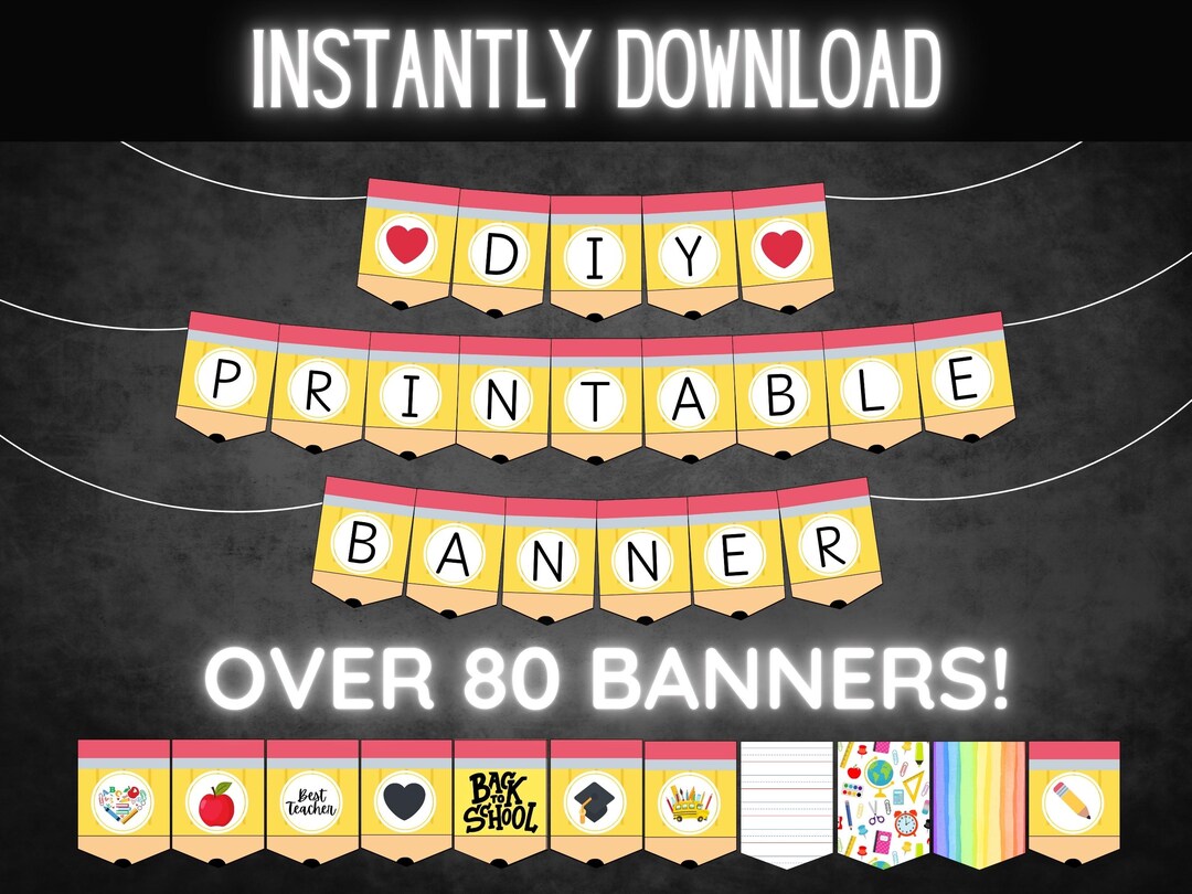 PRINTABLE Pencil Banner Bunting | Custom Classroom Party Decor ...