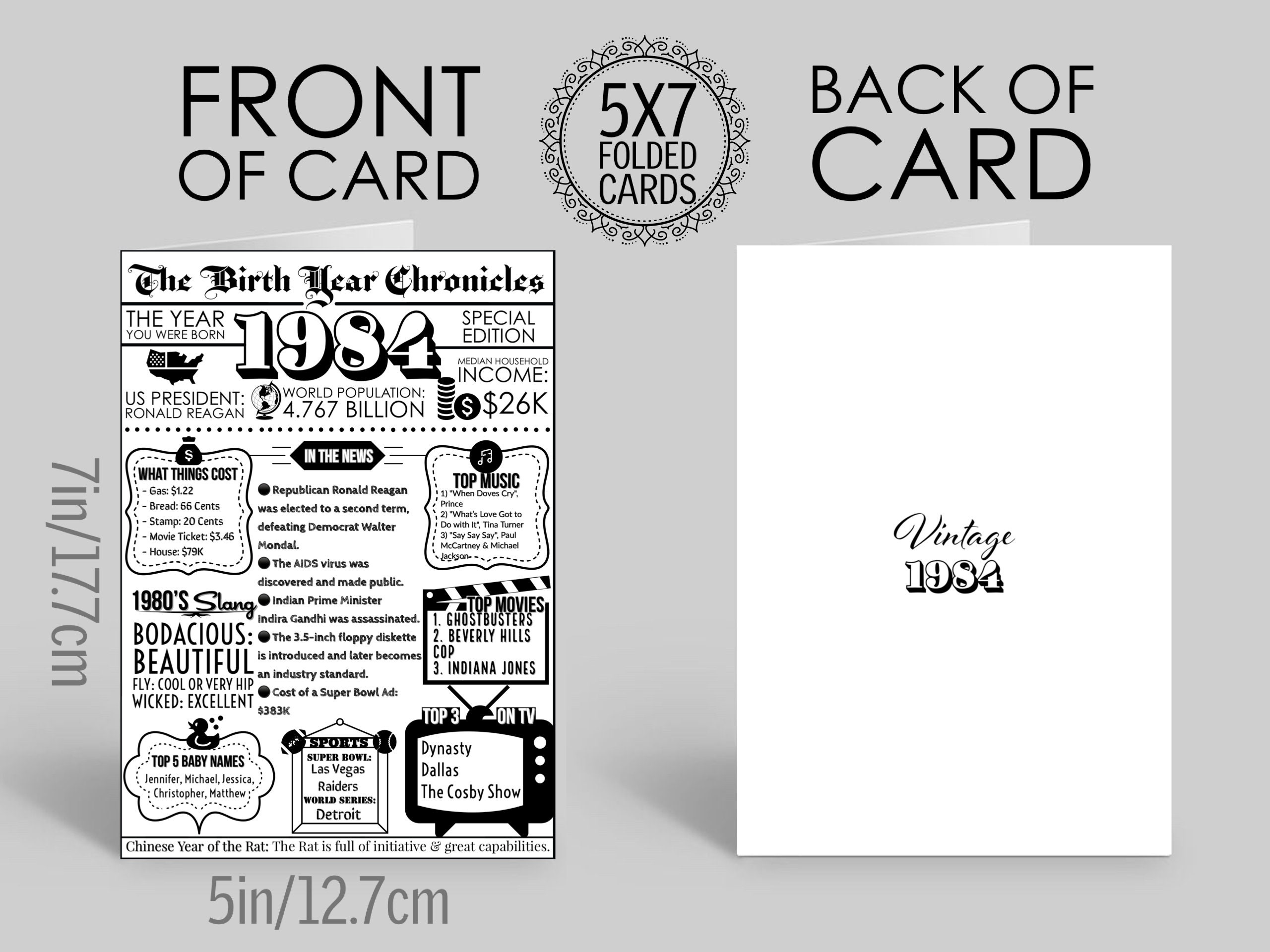 1984 PRINTABLE Vintage Newspaper Year You Were Born Birthday - Etsy