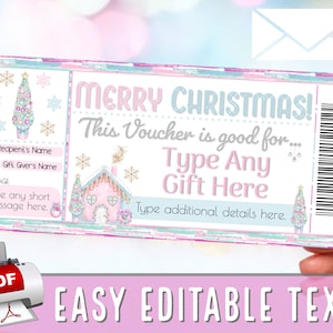 INSTANTLY EDIT Pink Watercolor Gingerbread House Christmas Voucher ...