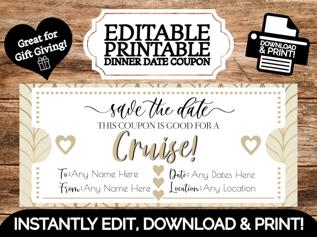 INSTANT EDITABLE Personalized Cruise Surprise Gift Certificate Coupon ...