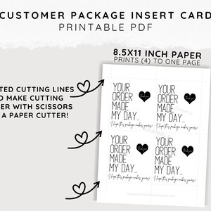 PRINTABLE Your Package Made My Day Customer Order Packing Slip | Black ...