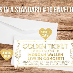 EDITABLE Elegant GOLDEN TICKET Template | Personalized Gift Certificate ...