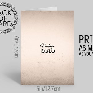2009 PRINTABLE Vintage Year You Were Born Birthday Card | Folded 5x7 ...