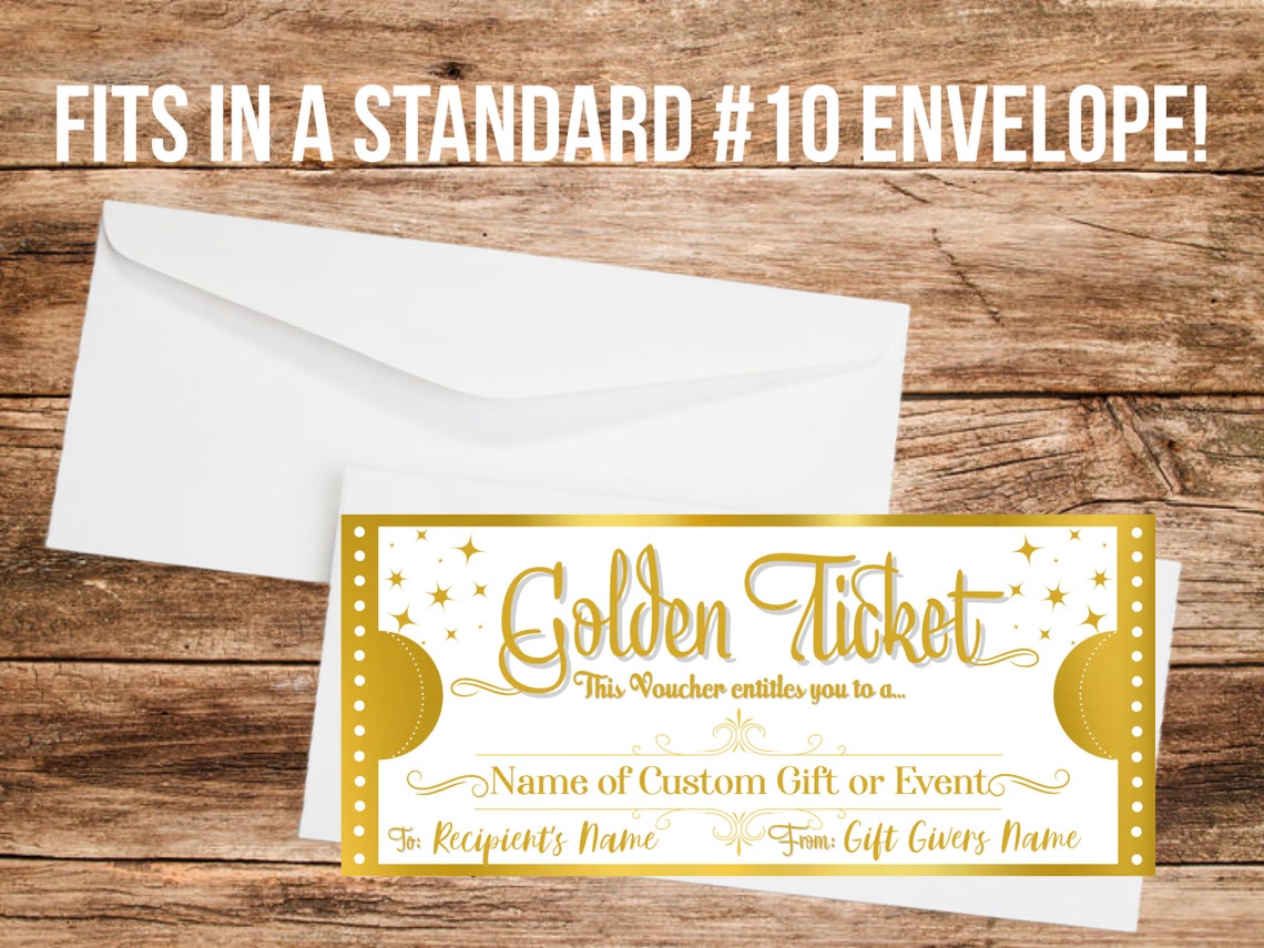 INSTANT EDITABLE Personalized Golden Ticket Souvenir Ticket Gift Coupon ...