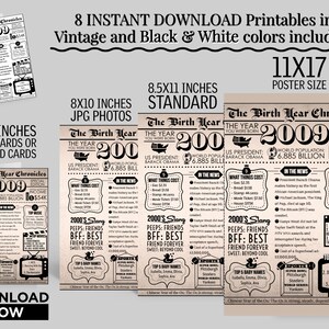 2009 PRINTABLE Vintage Newspaper Year You Were Born Birthday Bundle ...