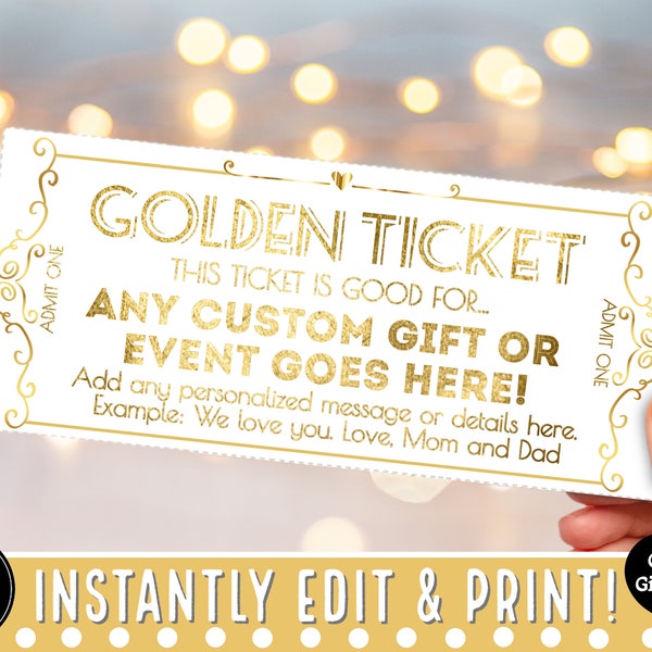 Golden Ticket Template - Etsy