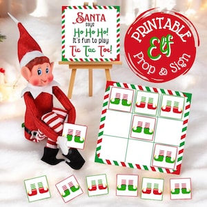 PRINTABLE Elf Game Board Scene Prop | Tic Tac Toe Christmas Party Favor ...