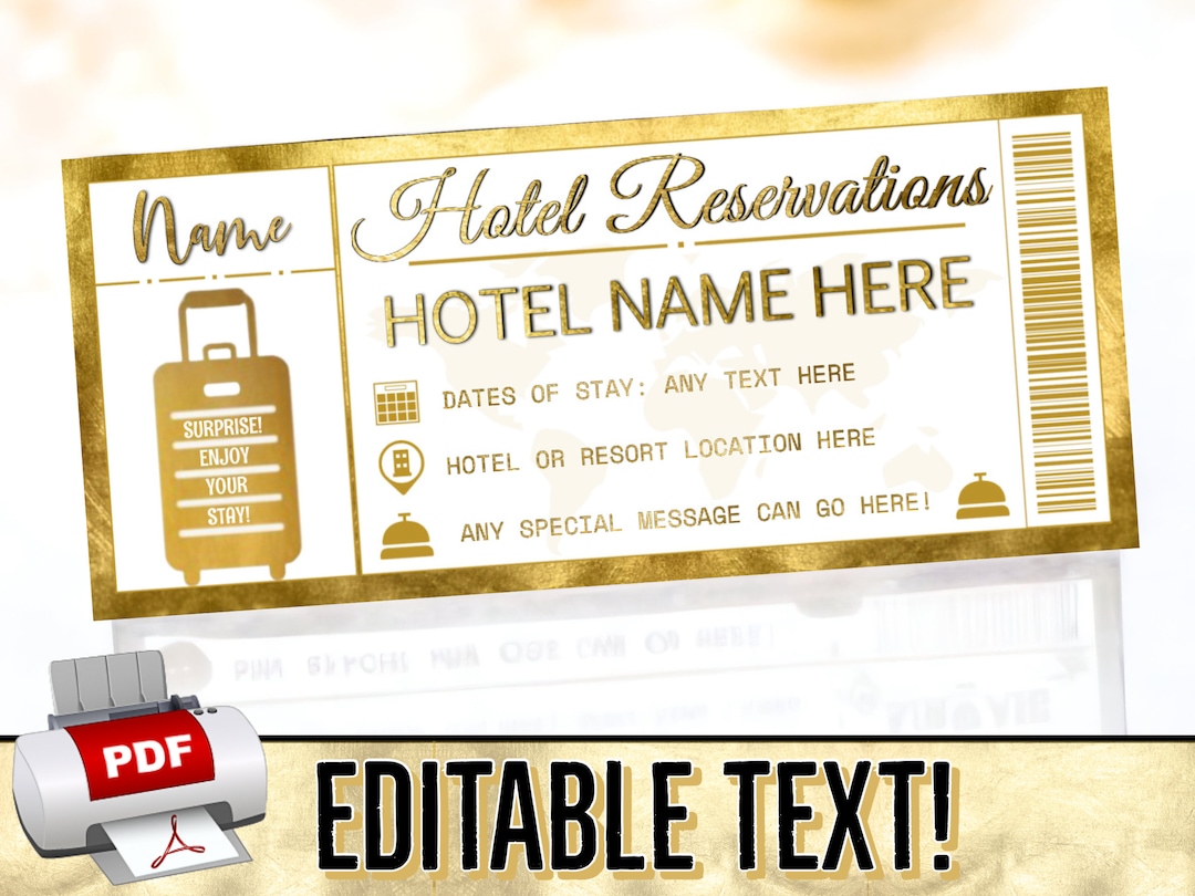 INSTANT EDITABLE Gold Hotel Gift Certificate Voucher Coupon ...
