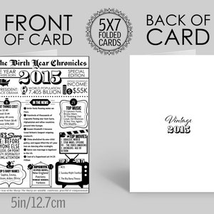 2015 PRINTABLE Vintage Newspaper Year You Were Born Birthday Bundle ...