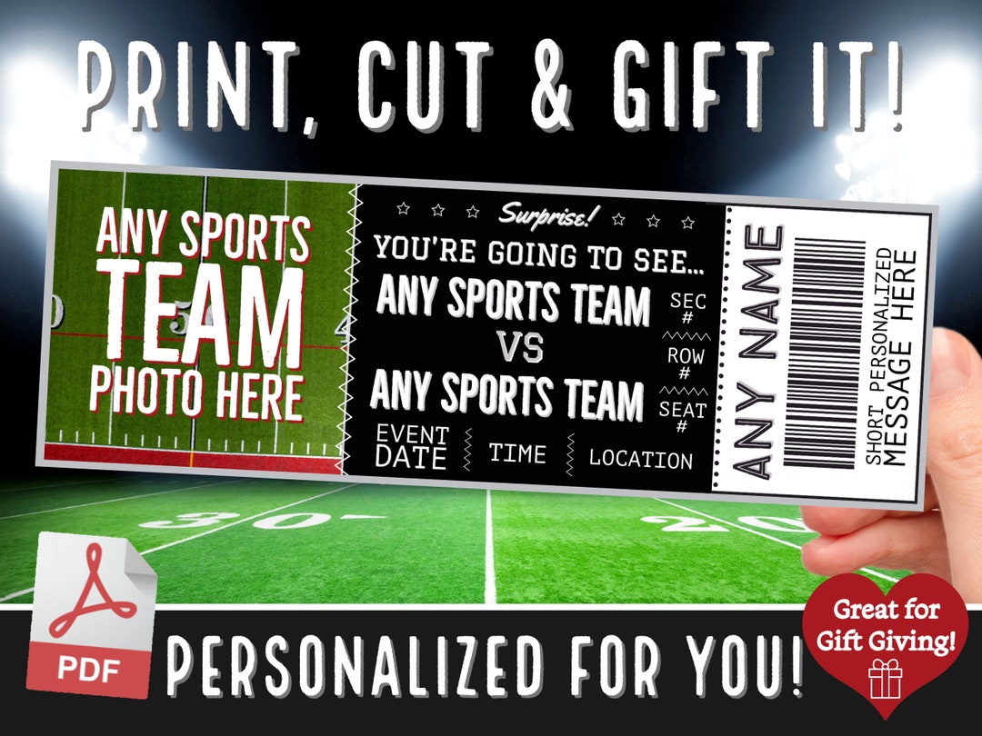 PERSONALIZED FOR YOU Any Sport Event Ticket Stub Gift Souvenir | Print ...