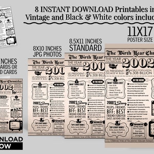 2002 PRINTABLE Vintage Newspaper Year You Were Born Birthday Bundle ...