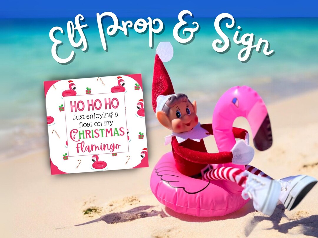 BEST SELLER Tropical Flamingo Elf Scene Kit With Mini Sign & Inflatable ...
