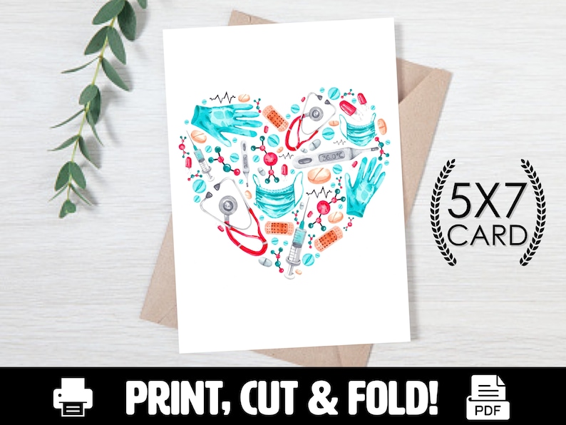 PRINTABLE Blank Medical Greeting 5x7 Folded Card Print on - Etsy