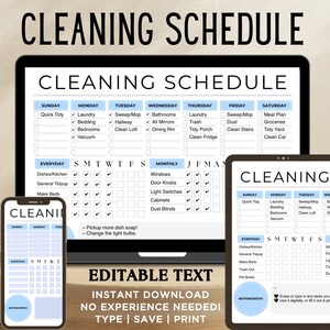 Cleaning Schedule Chart List | Fillable PDF | Planner Template ...