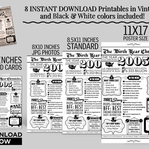 2005 PRINTABLE Vintage Newspaper Year You Were Born Birthday Bundle ...