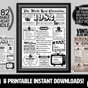 1982 PRINTABLE Vintage Newspaper Year You Were Born Birthday Bundle ...