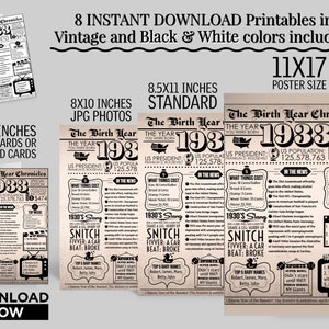 1933 PRINTABLE Vintage Newspaper Year You Were Born Birthday Bundle ...