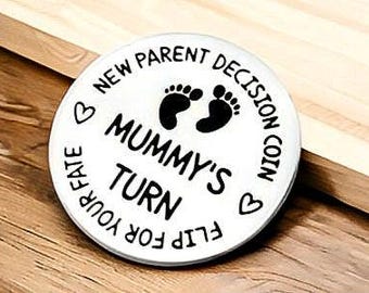 Parents Decision Token Dad's Turn Coin Mom's Turn Coin Funny Baby Gift ...