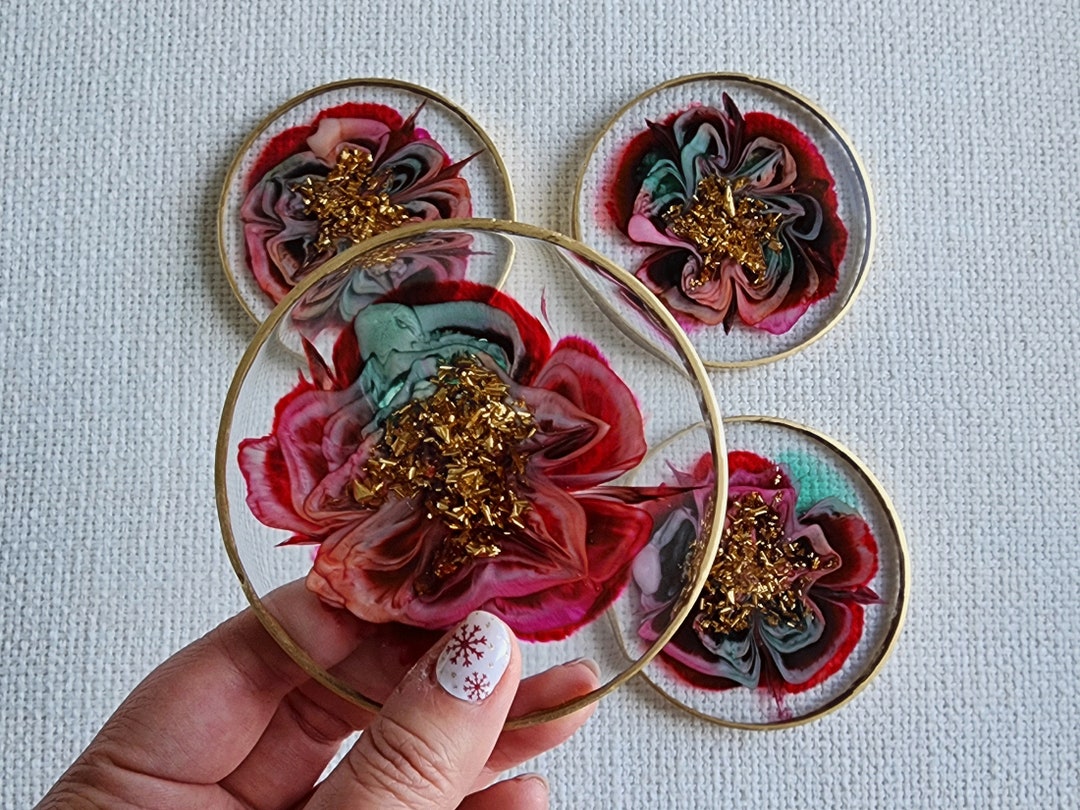 3D Blooming Flower Coasters | Candy Colored Coasters | Flower Resin ...