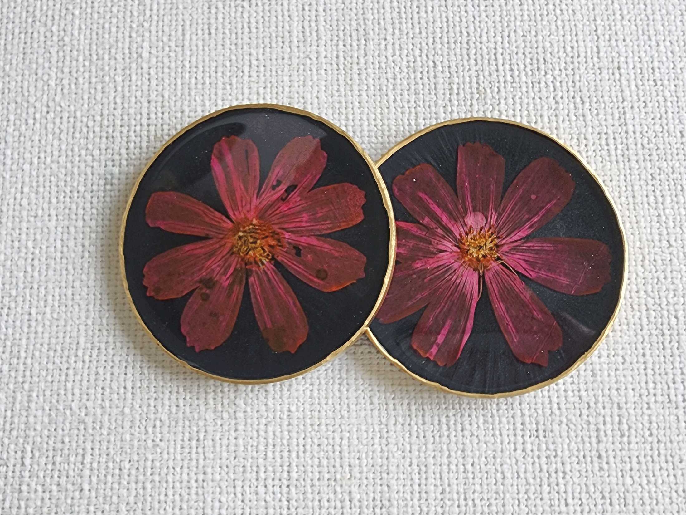 Pressed Flower Resin Coasters Round Coaster Set of 2 Floral Resin ...