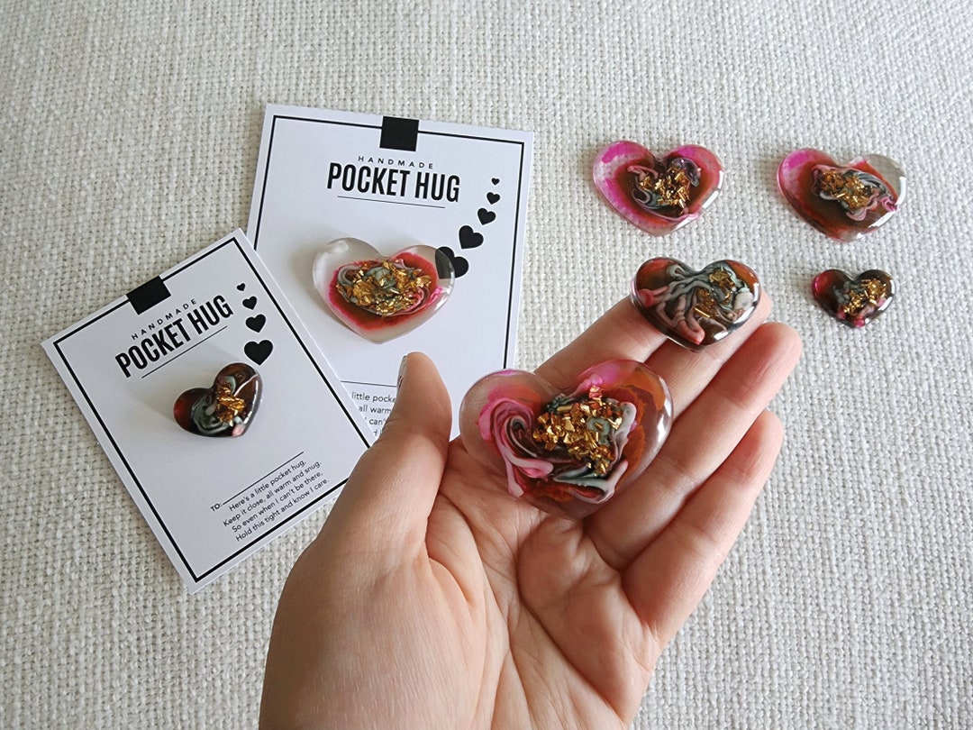 Candy Colored Resin Pocket Heart | Resin Pocket Hug | Red Pocket Heart ...