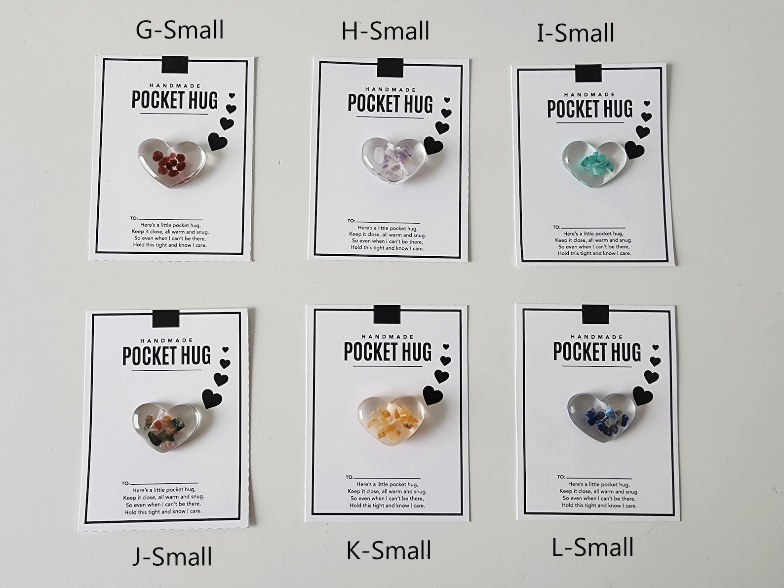 Resin Pocket Heart and Pocket Hug | Pocket Heart Token | Gemstone ...