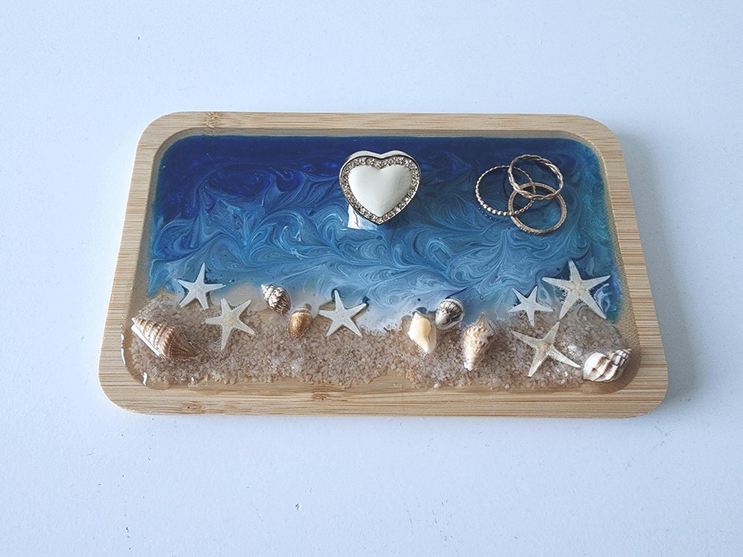 Beach Themed Resin Tray | Beach Inspired Jewelry Dish | Beach ...