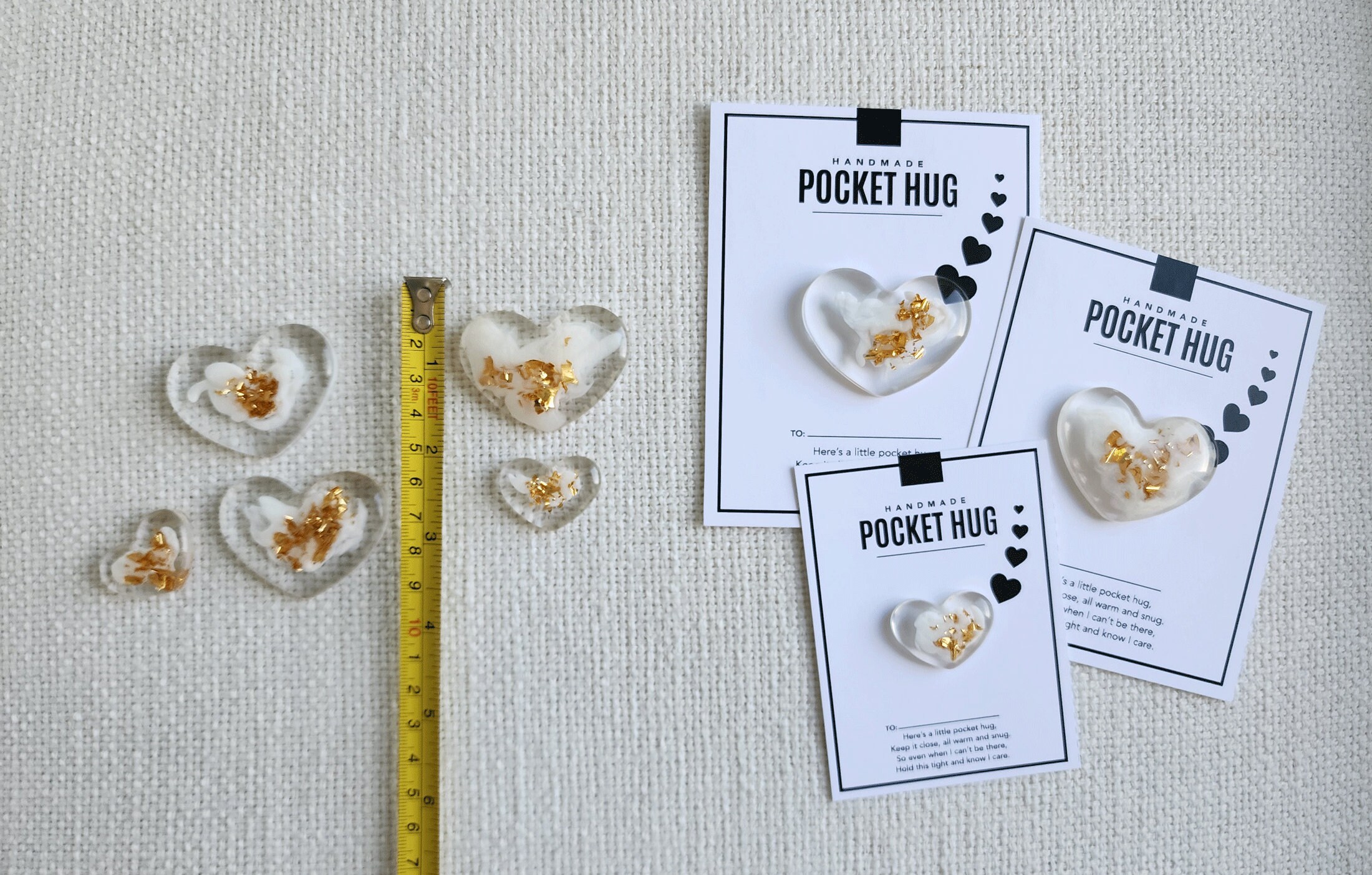 Pearl White Resin Pocket Heart and Pocket Hug | Pocket Heart Card ...