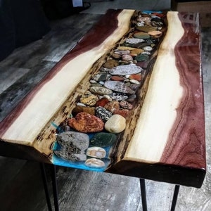 River rock table top store