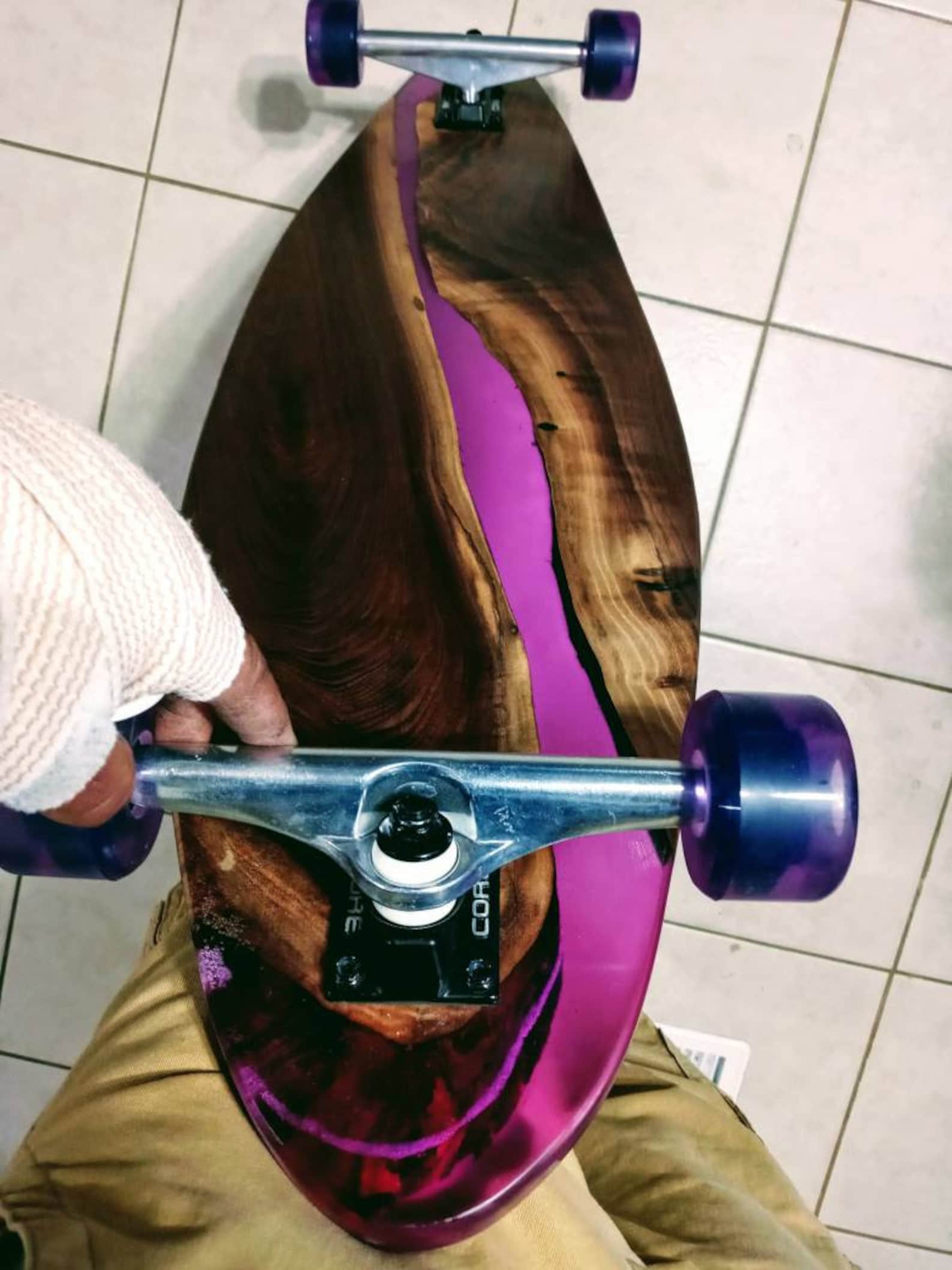 Live Edge Epoxy River Longboard/ Skateboard | Etsy