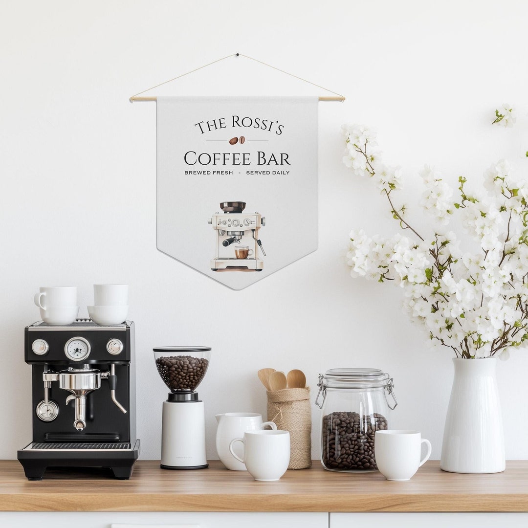 Personalized Coffee Bar Banner, Custom Name Coffee Station Sign With ...