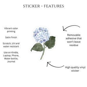 Blue Hydrangea Vinyl Decal Sticker, Kindle Stickers, Water Bottle ...