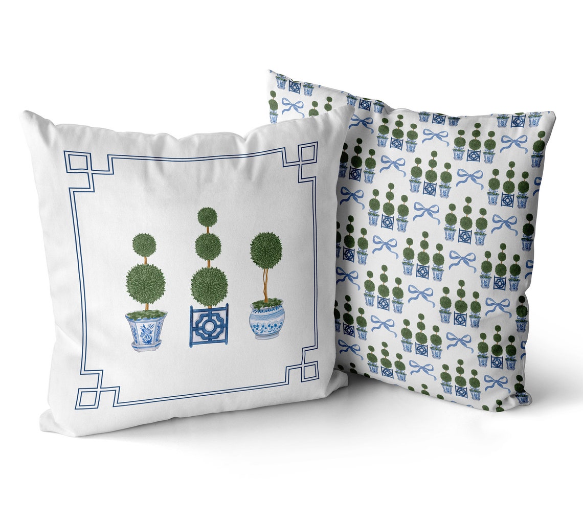 Chinoiserie Topiary Tree Scatter Cushion / Throw Pillow Cover - Etsy